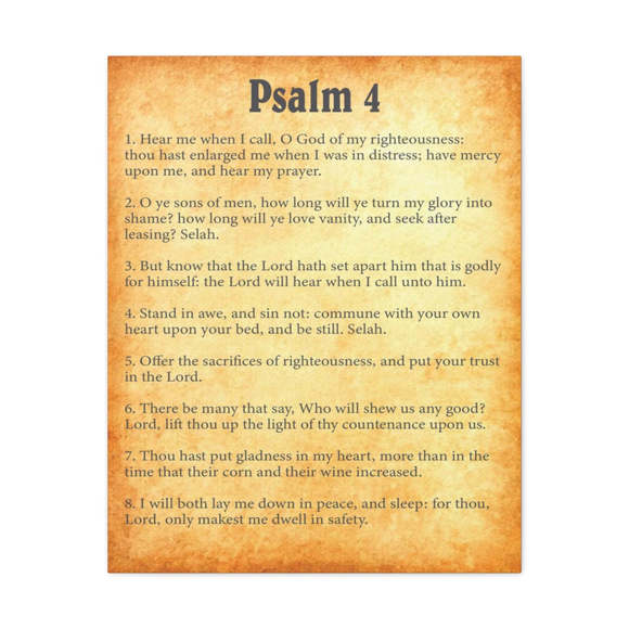 Express Your Love Gifts | Art | Scripture Sign Psalm 4 Chapter Gold Bible Canvas Christian Wall ...